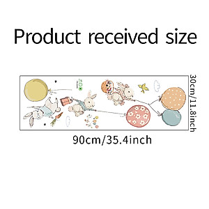 Bunny and Balloon Wall Sticker Suitable for Bedroom, Wall, Living Room, Kindergarten, Children's Room, New Home Decoration, Removable Wall Sticker Decoration (Bunny and Balloon 2)