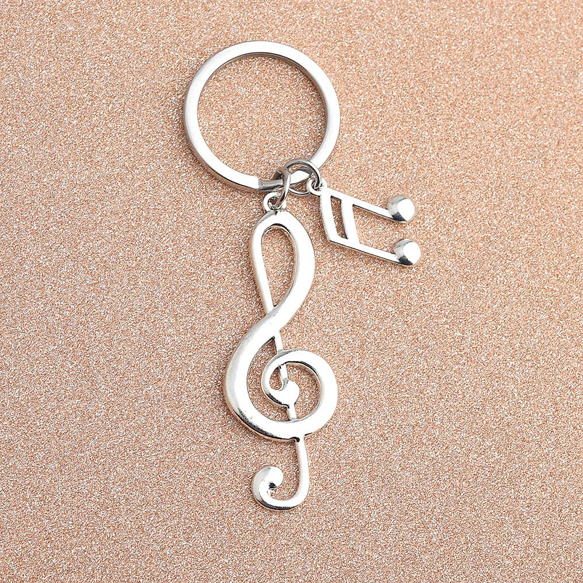 BEKECH Music Jewelry Music Themed Music Clef Pendant Music Note Charm Keychain Musical Jewelry Gift for Musician Music Teacher Music Lover (silver)