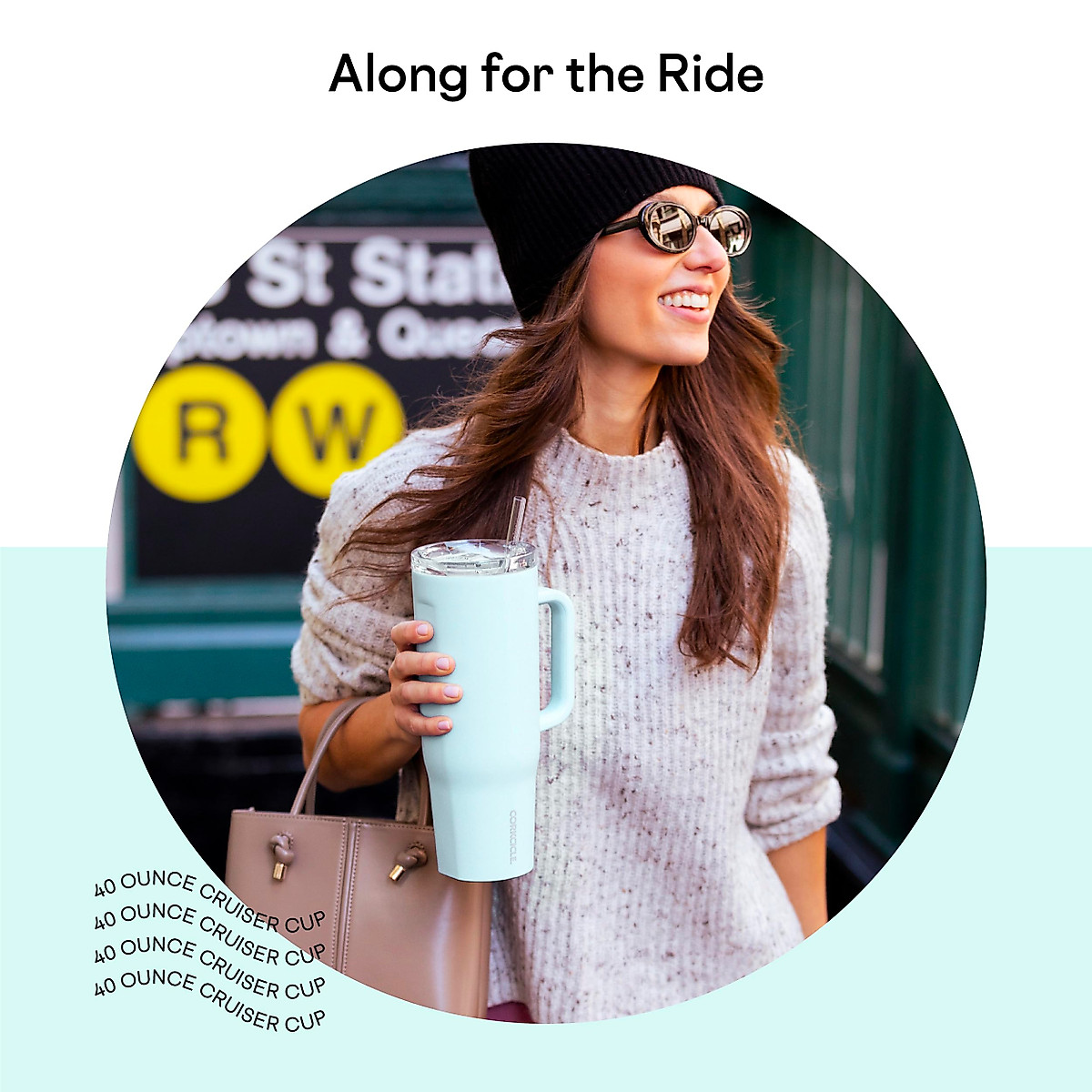 Corkcicle Tumbler With Straw and Handle, Reusable Water Bottle, Triple Insulated Travel Mug, BPA Free, Keeps Beverages Cold for 12 Hours and Hot for 5 Hours, Gloss Powder Blue, 40 oz