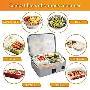 Langtaojin Portable Oven 12V,Food Warmer For Truckers,Car Heated Lunch Box Portable Personal Microwave For Road Trip/Office Work/Picnic/Camping/Family gathering Gray