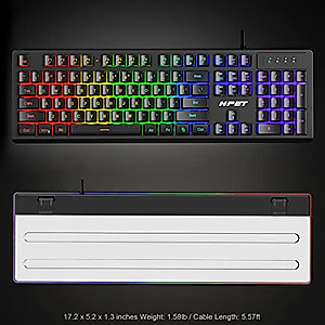 NPET K10 Wired Gaming Keyboard, LED Backlit, Spill-Resistant Design, Multimedia Keys, Quiet Silent USB Membrane Keyboard for Desktop, Computer, PC (Black)