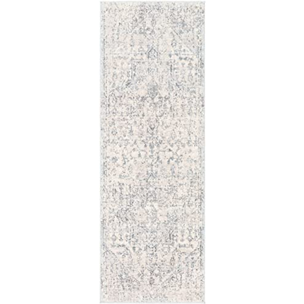 Orrick Moroccan Farmhouse Laundry Room, Hallway, Entryway, Bedroom, Kitchen Floor Runner Rug - Long Rug Carpet - Modern Bohemian Motif - Grey, Light Blue, White, Ivory, Beige, Navy Blue 2'7" x 10"