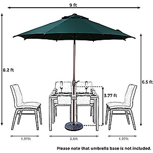 Abba Patio 11ft Patio Umbrella Outdoor Umbrella Patio Market Table Umbrella with Push Button Tilt and Crank for Garden, Lawn, Deck, Backyard& Pool, Dark Green
