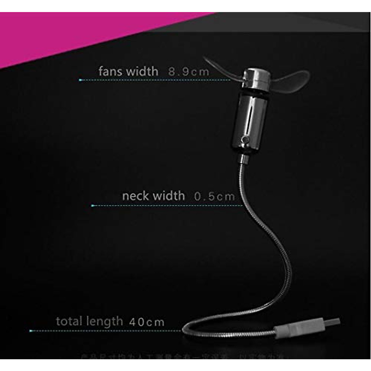 USB LED Clock Fan 90mm USB-Powered Portable Mobile USB Fan with Clock, LED Light Display Time, Mini Gooseneck Fan for Laptop Office Home Travel (2 PACK)