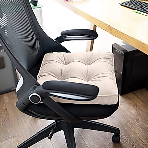 Furlide Chair Cushion with Ties 18 x 18 Inch Indoor Outdoor Cushions for Dining Chairs Set of 2, Square (Beige, 18 x 18 Inch)