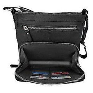 SILVERFEVER Women’s Leather Large Crossbody Travel College Students Indie Style Handbag Water Resistant Genuine Cowhide Shoulder Bag