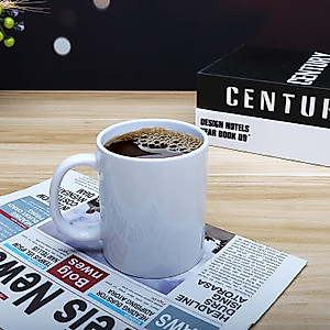 COMUDOT Ceramic Coffee Mug,White Tea Mug,Classic Drinking Cups with Handle,11 OZ Cups Set of 12, for Hot or Cold Drinks like Cocoa, Milk, Tea or Water(Labels & Chalk Marker)