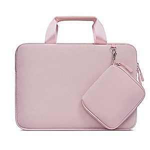 MOSISO Laptop Sleeve Compatible with MacBook Air/Pro, 13-13.3 inch Notebook, Compatible with MacBook Pro 14 inch 2023-2021 A2779 M2 A2442 M1, Neoprene Briefcase Bag with Detachable Small Case, Pink