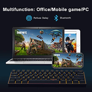 PXN K30 60% Mechanical Keyboard Wireless Mobile Gaming Keyboard Backlit Wired LED Mini Compact Keyboards Compatible with Android PC Laptop (Black)