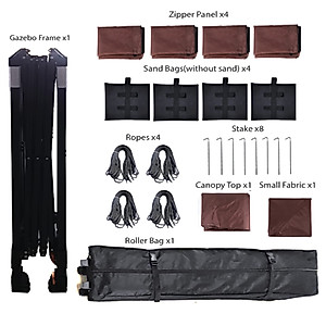 Gazebo, CBBPET 13'x 13' Pop Up Gazebo with Mosquito Netting, Outdoor Gazebo Canopy with Double Roof Tops and 169 Square Feet of Shade for Patio, Group Gatherings, Camping Shelter (Brown)