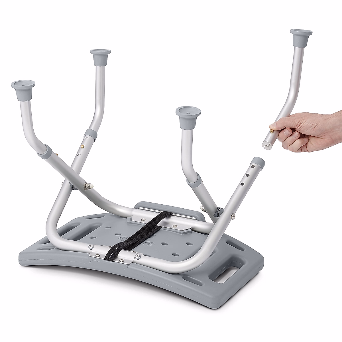 Medline Folding Shower Chair Without Back, Bath Chair Supports up to 250 lbs, Gray