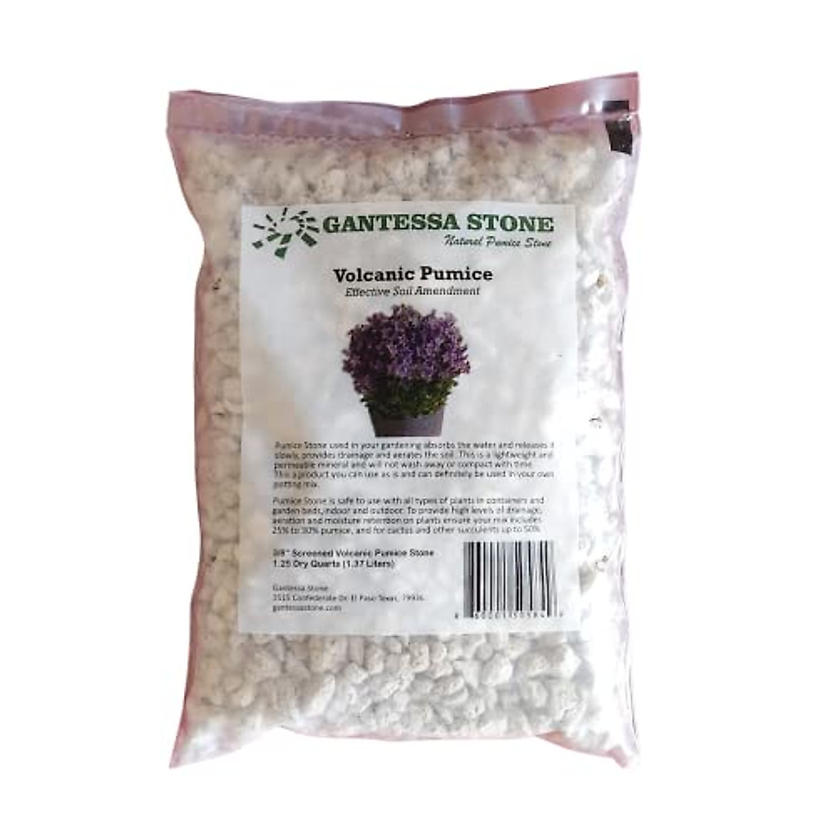 Gantessa Stone Gardening Pumice Soil Amendment | 3/8 Screened | 1.25 Quarts (PS381Q)