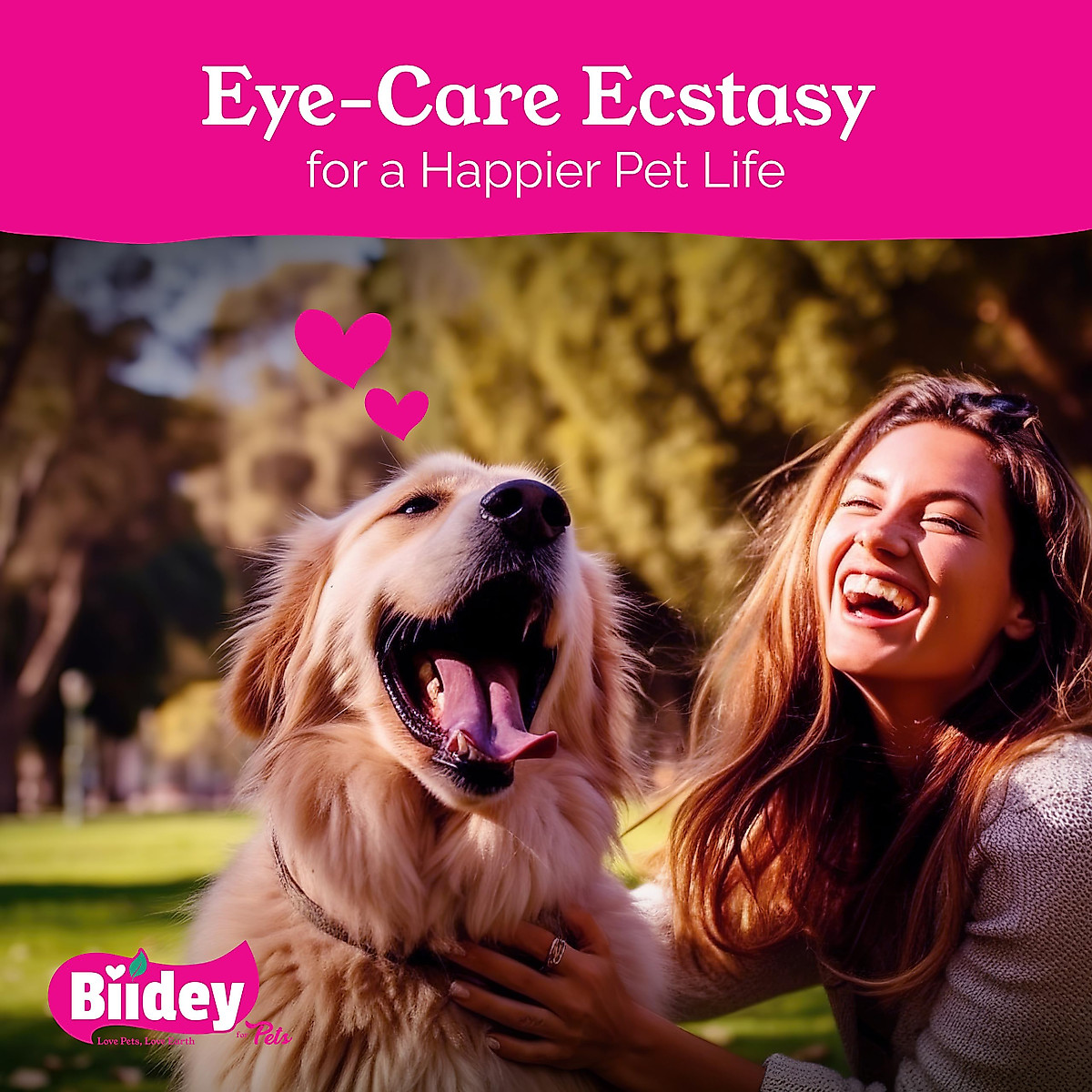 Biidey Dog Eye Wipes, Tear Stain Remover for Dogs and Cats, Gentle Cleansing for Puppy Eyes, Removing Discharge Pet Face and Ears, Essential Grooming Supplies, Paw Cleaner Wipes (60 pcs)
