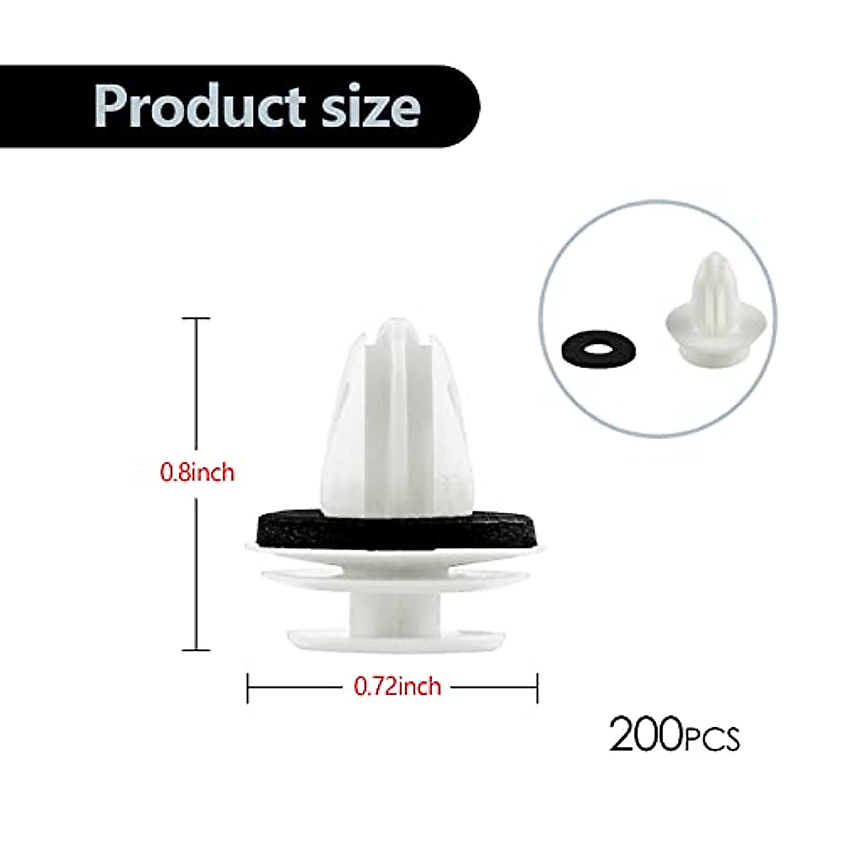 jeseny 200 PCS Auto Bumper Fastener Rivet Clip, Quality Nylon Push Rivets Splash Shield Clips, Fender Dashboard Door Clip Panel Retainer Set, Compatible with Most Vehicles (White)