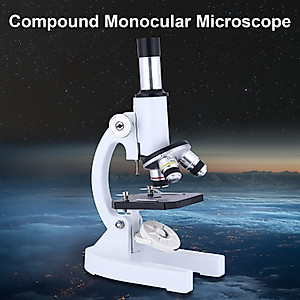 Woehrsh Compound Monocular Microscope 200-2000X Magnification, Fill Light and Carrier Table Bio Microscope for Adults and Students, Includes Cell Phone Holder and Prepared Microscopes Slides…