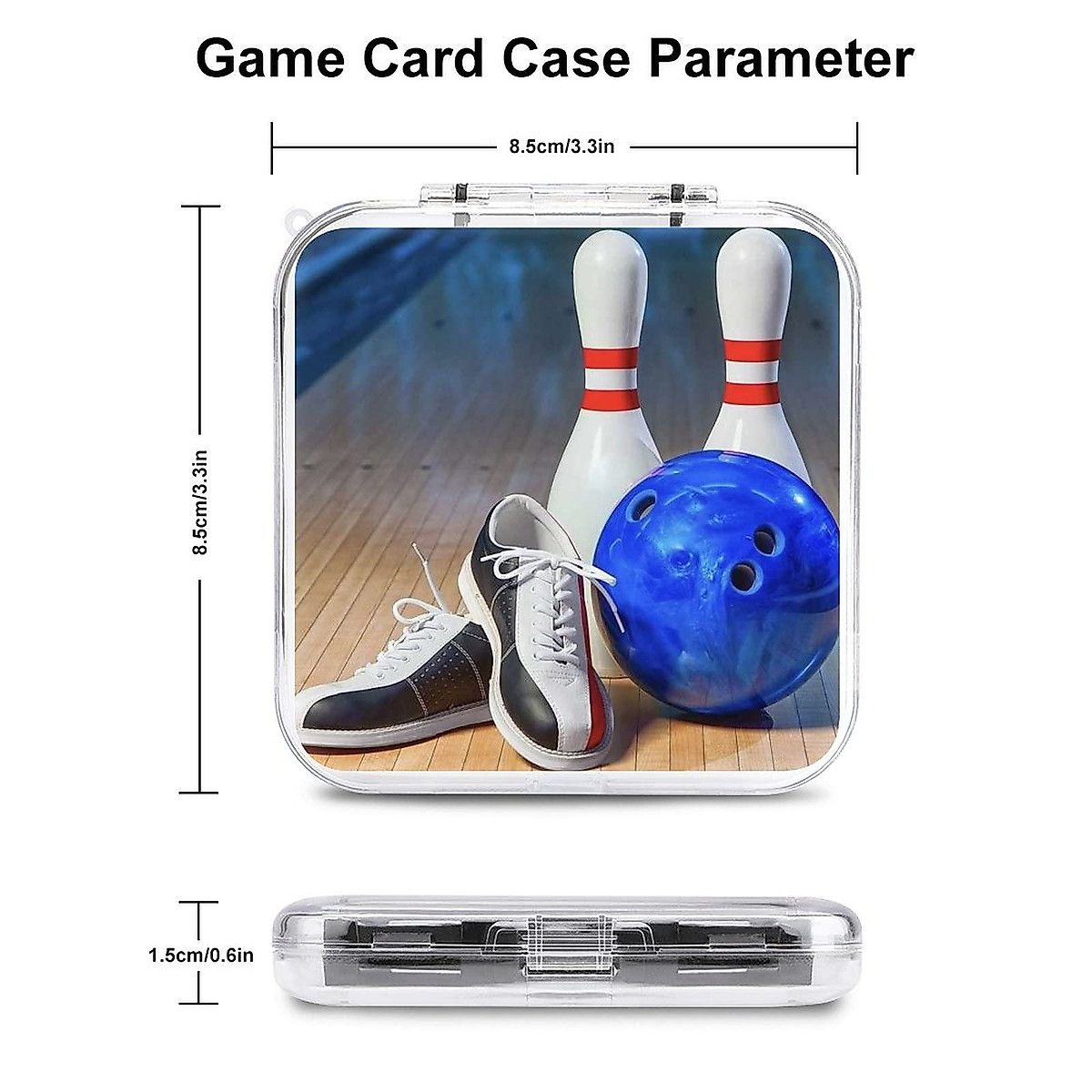 Bowling Shoe Print Game Card Storage Case Hard Protective Organizer Box For Nintendo Switch (12 Slot Clear Shell)