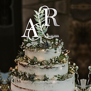 Party to Be Personalized Wedding Cake Topper in Acrylic Custom Bride and Groom Initial Cake Topper Cake Decoration (Design 03)