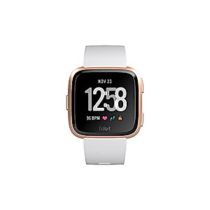 Fitbit Versa Smart Watch, Red Aluminium, One Size (S & L Bands Included) (Rose Gold) (Renewed)