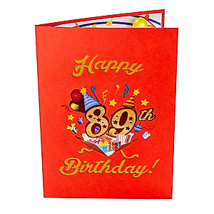 iGifts And Cards Happy 89th Red Birthday 3D Pop Up Greeting Card – Awesome 89 Birthday Card For Woman, Man, Happy Eighty Nine Birthday Gift For Mom, Dad, Wife, Husband Present, 5" X 7"
