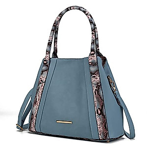 MKF Collection Tote Bag for Women Snake Embossed Vegan Leather Handbag, Lady Fashion Designer Crossover Hobo Purse