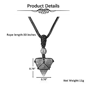 Top Plaza Tiger Eye Stone Healing Crystals Necklace for Men Boys Pyramid Stone Necklace Adjustable Rope Natural Gemstone Pendant Necklace Spiritual Protection Energy Men Jewelry Gifts