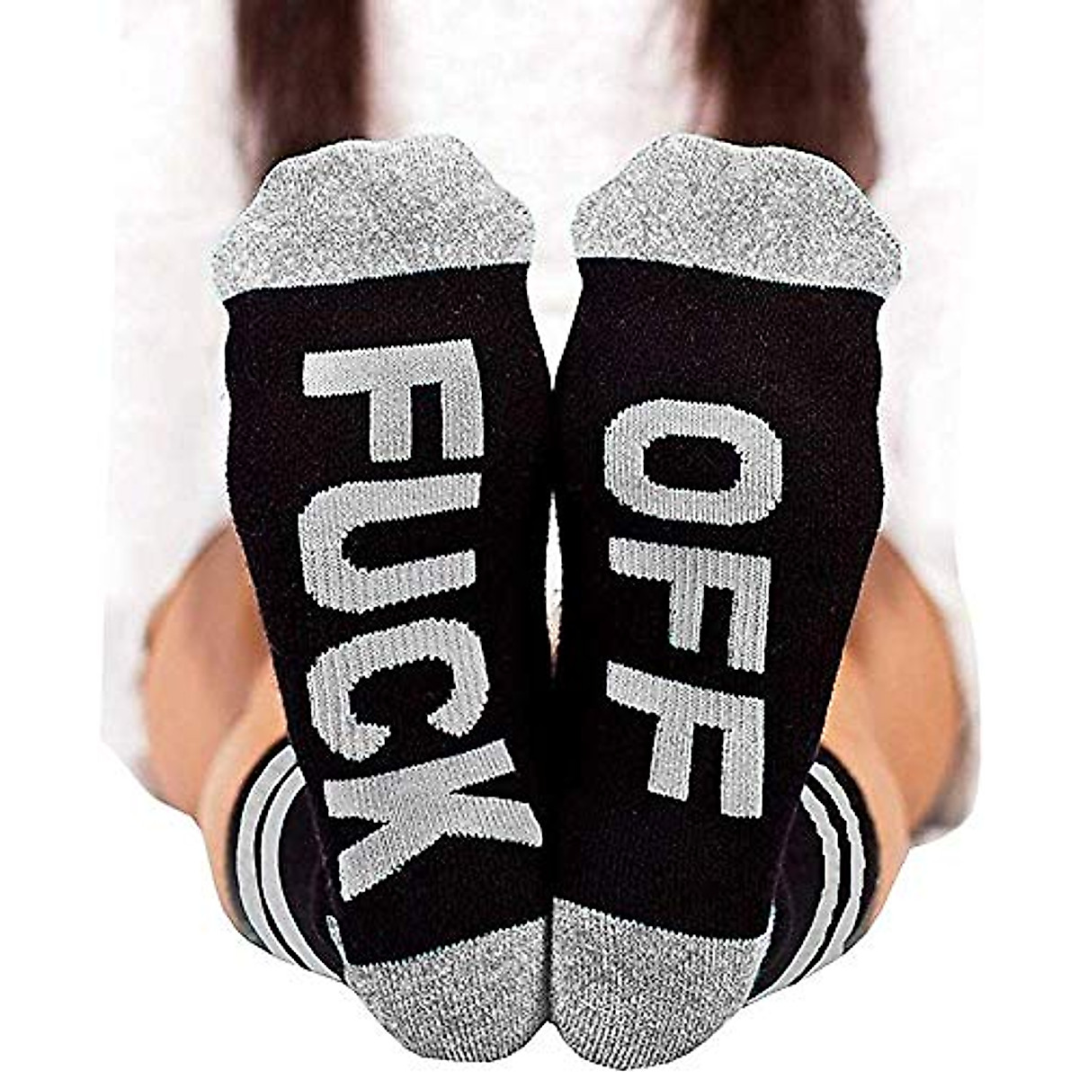 Coshang Fuck Off Socks Womens Funny Funky Casual Novelty Crew Socks Gift Dress Tube Stocking