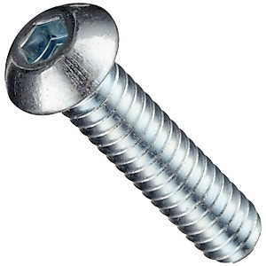 Socket Button Head Cap Screw, M3-0.5 x 10mm, Alloy Steel Metric Class 12.9, Zinc, Hex Socket (Quantity: 100) Coarse Thread, M3 Hexagonal Allen Bolt, Length: 10mm, Full Thread