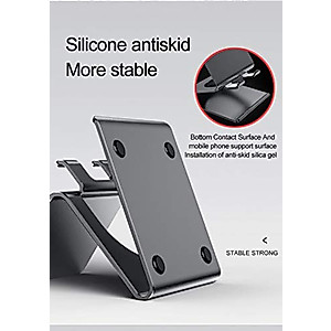 khosh ONE Cell Phone Stand Metal Cell Phone Stand and Holder, Great for Office Desk and Night Stand -Black- Silver (Black)