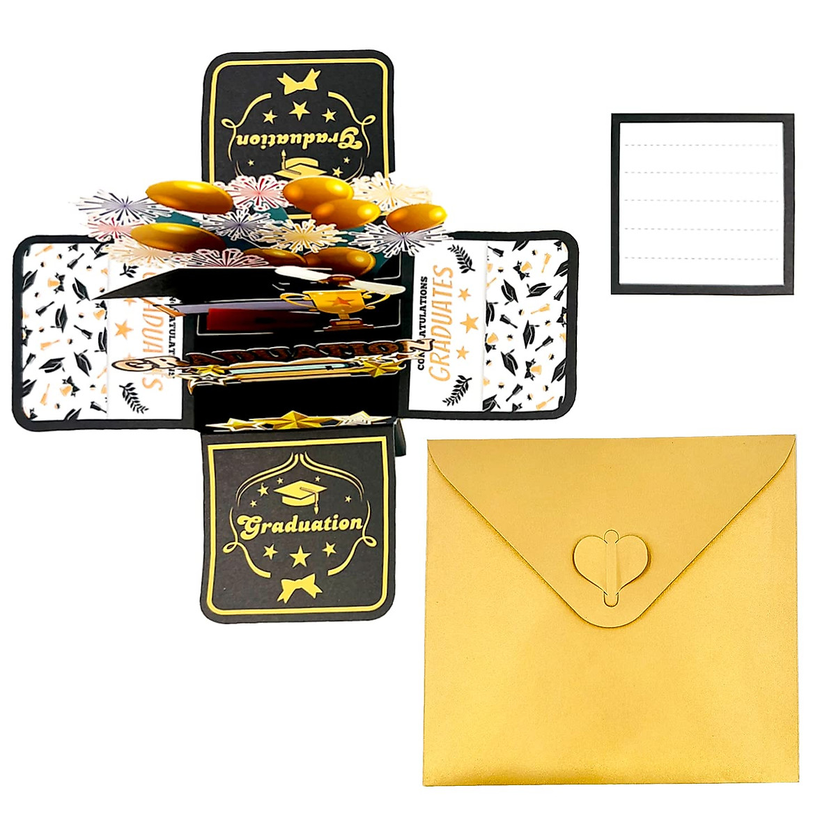 Seasons Stars SSDecor Glittery 3D Graduation Pop Up Card with Envelope - Perfect Congratulation Grad Card for 2024 Graduation, Graduation Party Supplies, High School and College Graduates