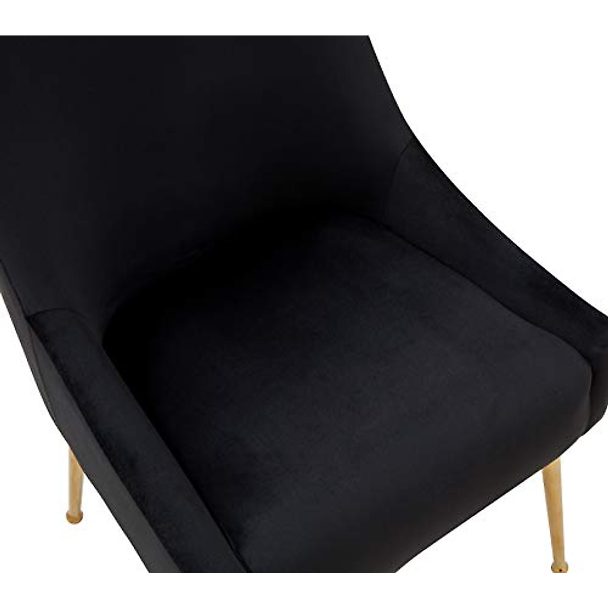 Limari Home Lombardo Collection Modern Style Velvet Upholstered Dining Chair with Back Handle (Set of 2), Black, Gold