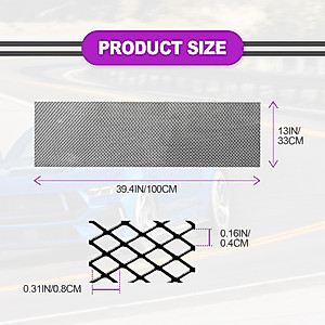Universal 40"x13" Car Grill Mesh - Aluminum Alloy Automotive Grille Insert Bumper 4x8mm Rhombic Hole, 100x33cm Automotive Grille Insert Bumper, Multifunctional Grille Mesh Roll, Fit for Car Bumper