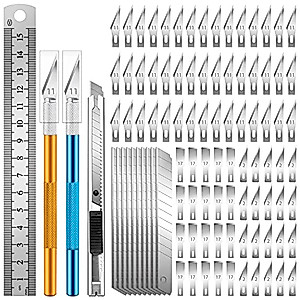 Jetmore 94 Pack Exacto Knife Craft Knife Kit, 2 Precision Exacto Knife Set, 80PCS #2/#11/#17 Hobby Knife Blades with Storage Case, Exacto Knife ​for DIY, Art Work, Cutting, Carving