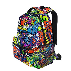 Tarity Cool Graffiti School Backpack For Kids Boys Girls Children Small Travel Bag Students Teenagers Bookbags Novelty Pattern Durable Backpack Laptop Computer Bag