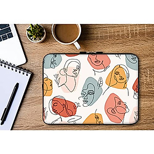 Lapac Abstract Faces Sketch Laptop Sleeve Bag 15-15.6 Inch, Water Repellent Neoprene Light Weight Computer Skin Bag, Colorful Notebook Carrying Case Cover Bags for 15/16 Inch MacBook Pro, MacBook Air