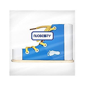 NUOBESTY Learn to Tie Shoes Wooden Lacing Shoe Toy Shoelaces Tying Toy Teaching Kit for Kids, Blue