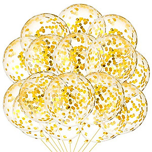 10 Pieces 18 Inch Glitter Confetti Balloons Paper Dots Confetti Balloons Shiny Confetti Latex Large Balloons for Birthday Wedding Party Decorations (Gold)
