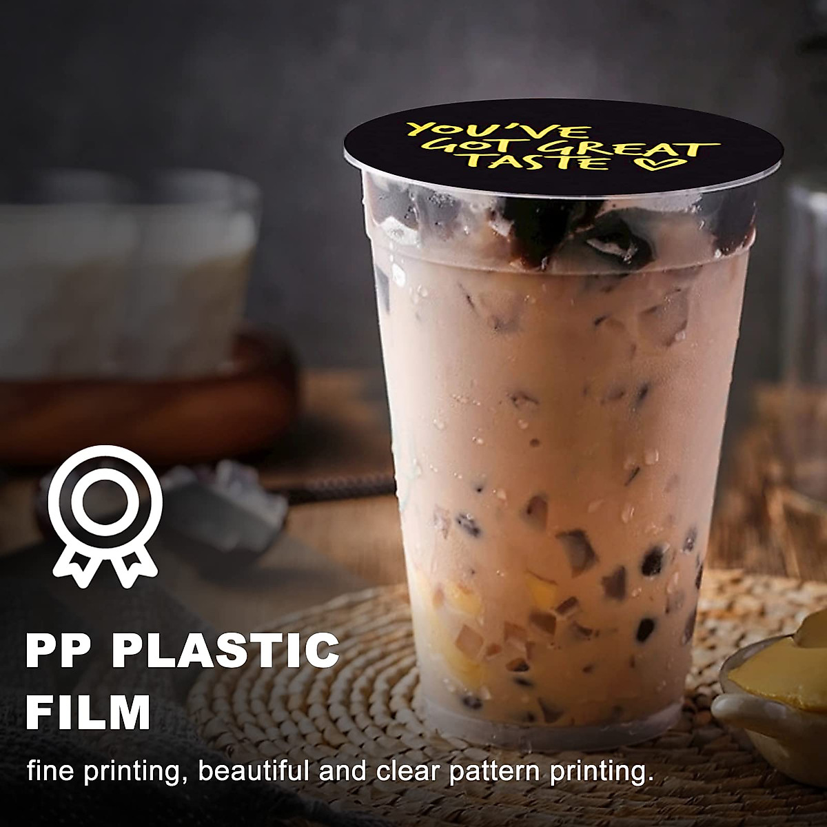 JIAWANSHUN Tea Cup Sealer Film Roll Cup Sealing Film PP Plastic Sealing Film 3000pcs Roll for Plastic Cup 90-105mm (3.55"- 4")