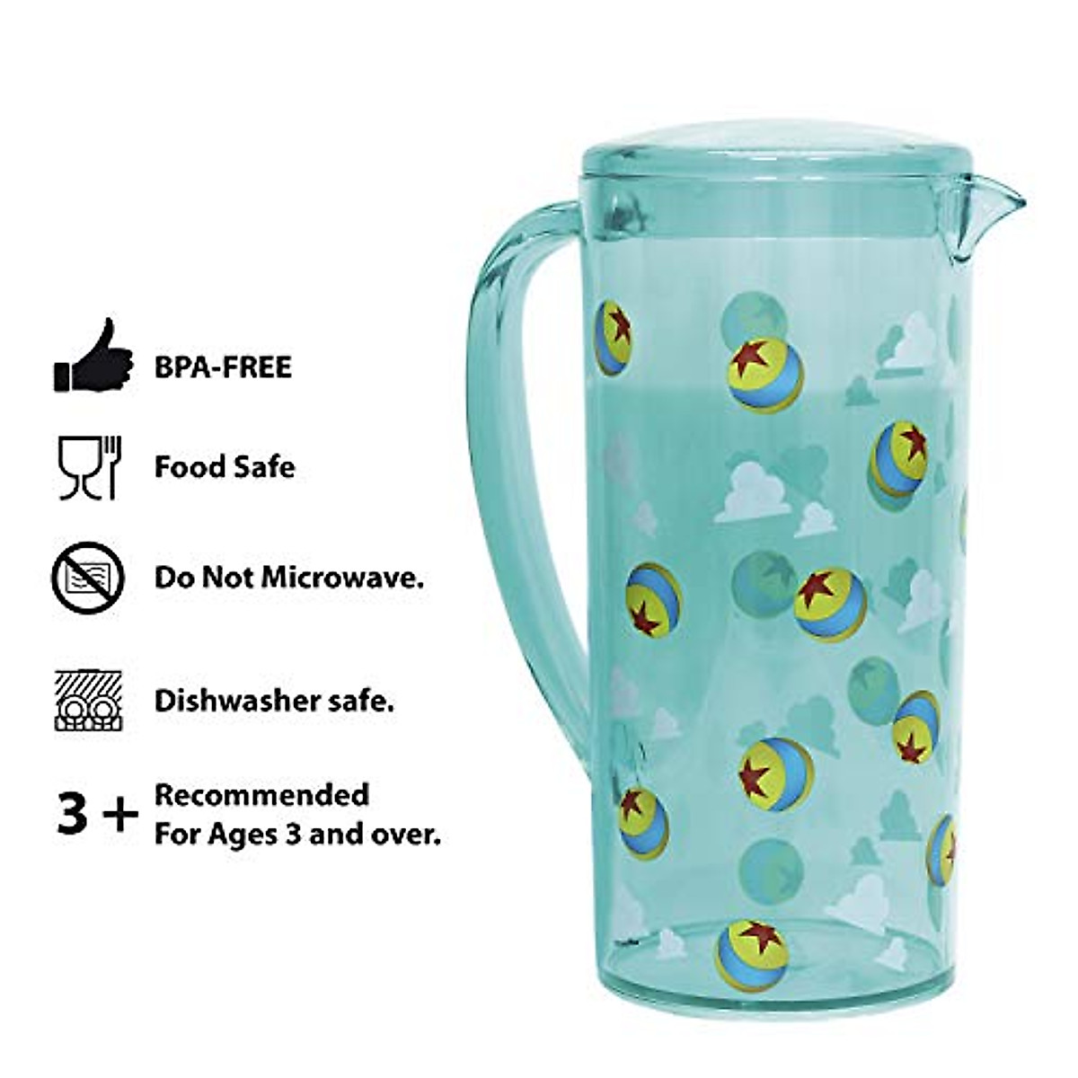 Zak Designs Pixar Movies Alien Remix Beverage Serving Set Includes Pitcher and 4 Durable Plastic Tumblers with Unique Artwork, Perfect for a Pool Party (5 Pieces), Green,10 ounces