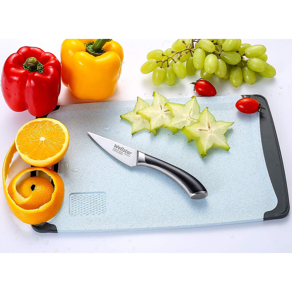 WELLSTAR Paring Knife, 3.5 Inch Fine Edge Fruit Peeling Knife with Super Sharp German Stainless Steel Forged Blade and Full Tang Handle, C-Style Series