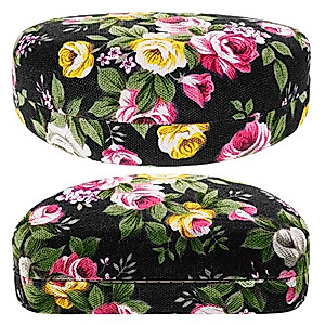 2 Pieces Oversized Hard Shell Sunglasses Case Spectacle Case Box Portable Hard Eyeglass Case Fabrics Floral Eyeglass Case with Clean Cloth