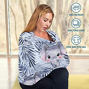 Nursing Cover Breastfeeding Scarf Pattern with Elephants- Baby Car Seat Covers, Infant Stroller Cover, Carseat Canopy (a)