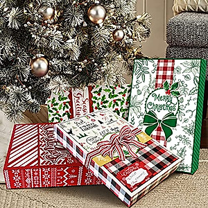 Party Funny 12Christmas Gift Wrap Boxes Bulk with Lids, 12 Tissue paper and 80 Count Foil Christmas Tag Stickers for Wrapping Large Clothes (Shirts，Tshirt) and Xmas Holiday Present