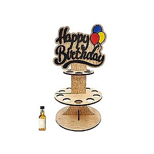 Lumber Reveal USA Mini Liquor Bottle Cake Display Shelf for 21st Birthday or Other Ages | Hand Assembled and Laser Cut | Happy Birthday and 21 Mini Liquor Bottle Holder Bday Natural