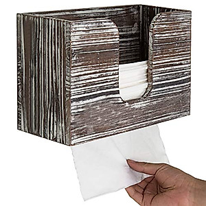 MyGift Rustic Solid Torched Wood Wall Mounted Bathroom Paper Hand Towel Holder, Fits Tri Fold, Multifold, C Fold, Z Fold, Disposable Hand Towel Dispenser Guest Restroom