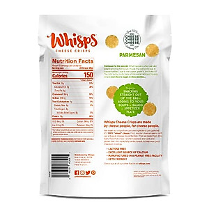 Whisps Cheese Crisps - Parmesan Cheese Snacks, Keto Snacks, 13g of Protein Per Serving, Low Carb, Gluten & Sugar Free, Great Tasting Healthy Snack, Parmesan Chips, All Natural Cheese Crisps - Parmesan, 9.5 Oz (Pack of 2)