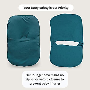 Max&So Baby Lounger Cover for Newborn - Infant Lounger Pillow Cover with Removable, Snug-Fitting Design - Ultra-Soft Cotton Cover for Newborn Lounger Pillow - Baby Nest Cover - Jade - Cover Only