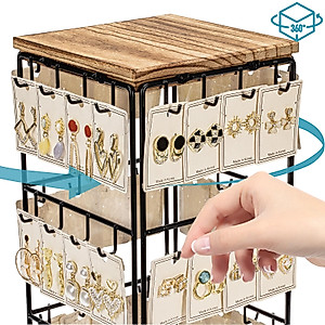Yoimori 360 Rotating Earring Display Stands for Selling, Earring Rack Display Holder Stand, Jewelry Display for Vendors Selling Earring Cards, Necklaces, Bracelets, Hair Accessories (48 Hooks)