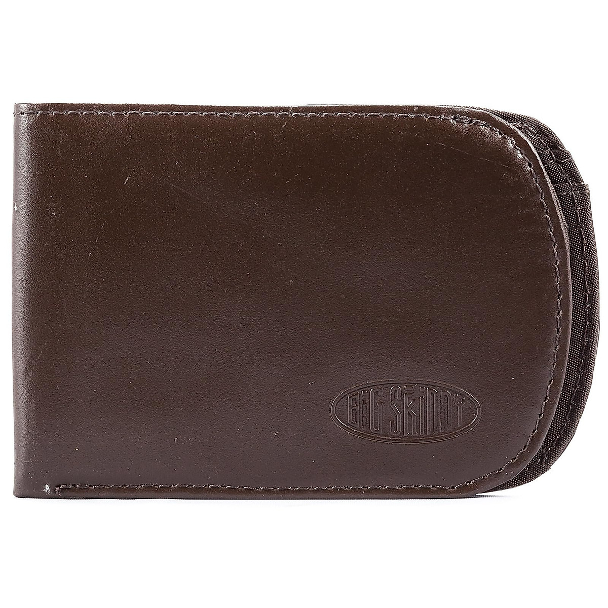 Big Skinny Men's Curve Leather Bi-Fold Slim Wallet, Holds Up to 20 Cards, Brown