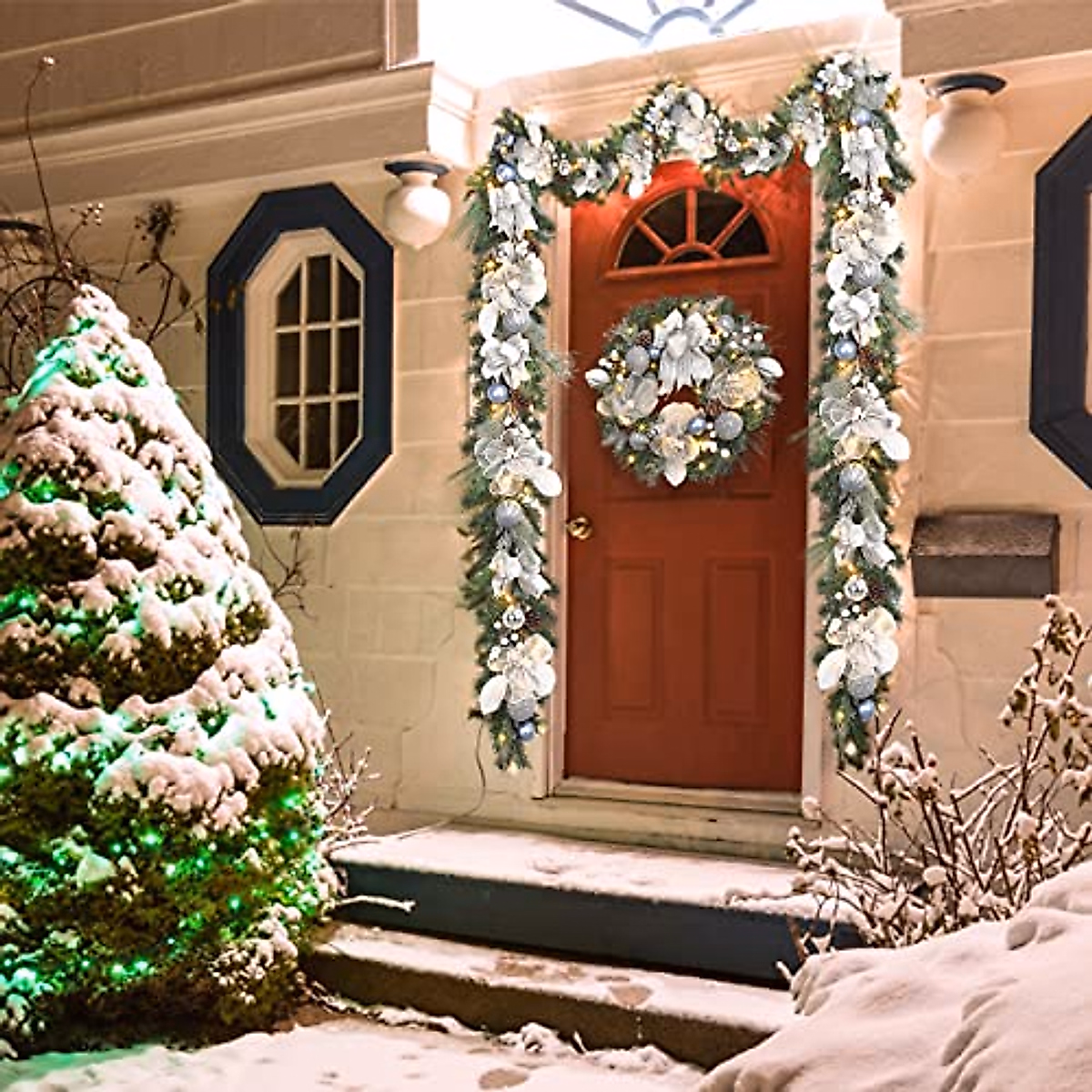 Vofuly prelit Christmas Wreath for Front Door,