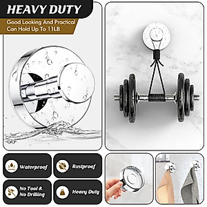 MOTAIPEAK Suction Cup Hooks for Shower,2Pcs Shower Hooks for Inside Shower,No Drill Towel Hooks for Bathroom Wall,Kitchen,Glass,Mirror,Tile to Hang Towels,Robes,Loofah-Chrome